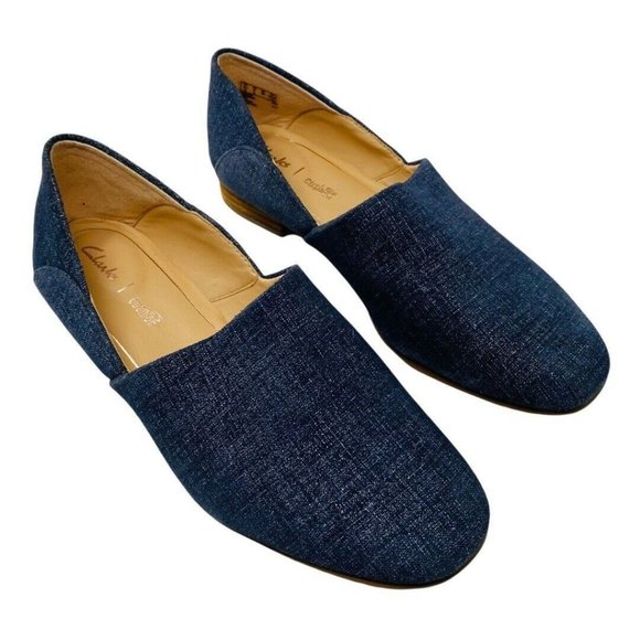 Clarks | Shoes | Clarks Women Pure Tone Flats 8 Blue Denim Slip On ...